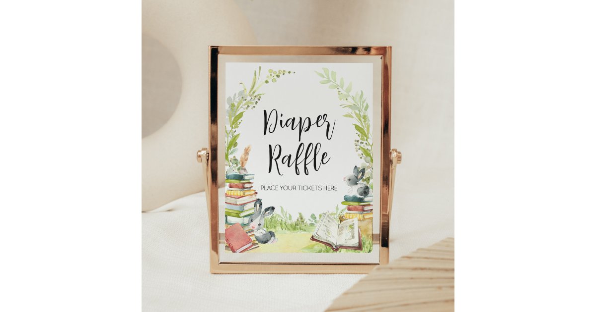 Storybook New Chapter Baby Shower Diaper Raffle Poster | Zazzle