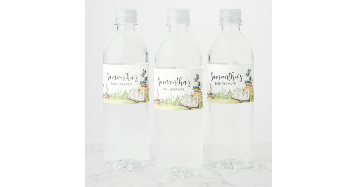 Storybook New Chapter Baby Shower Water Bottle Label | Zazzle