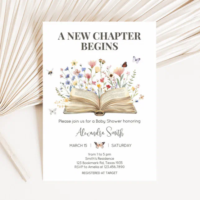 Storybook New Chapter Begins Baby Shower Invitation | Zazzle