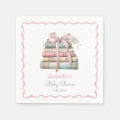 Storybook New Chapter pink ribbon girl baby shower Napkins | Zazzle