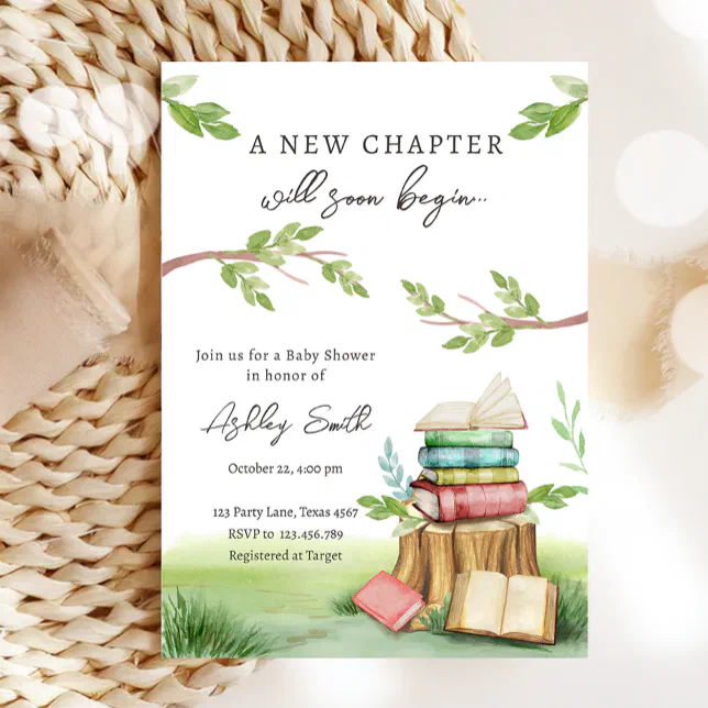 Storybook New Chapter Will Soon Begin Baby Shower Invitation | Zazzle