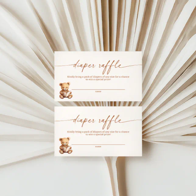 Storybook Teddy Bear Diaper Raffle Card | Zazzle