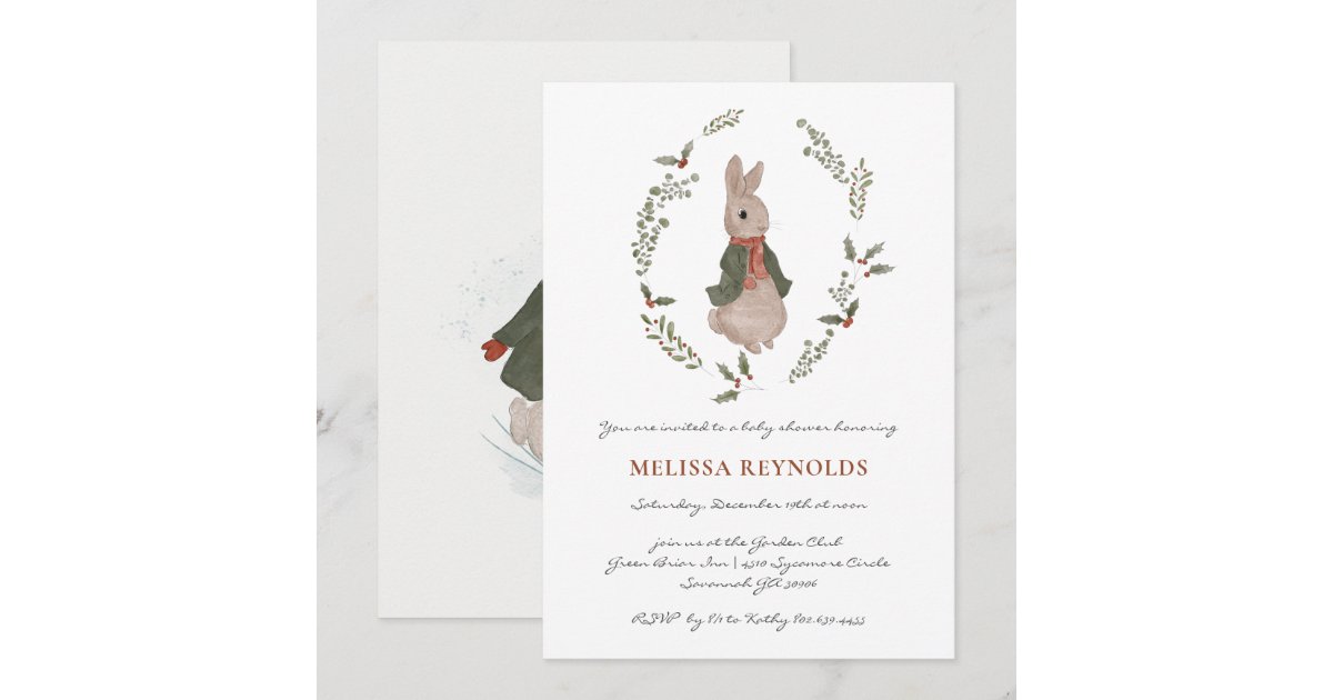 Storybook | Winter Bunny Baby Shower Invitation | Zazzle