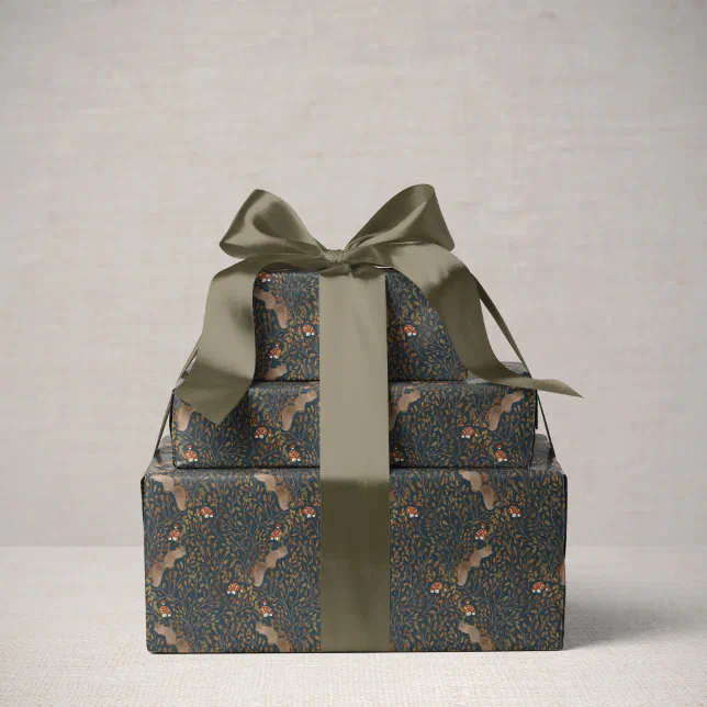 Storybook Woodland Friends Sleepy Squirrel Forest Wrapping Paper | Zazzle