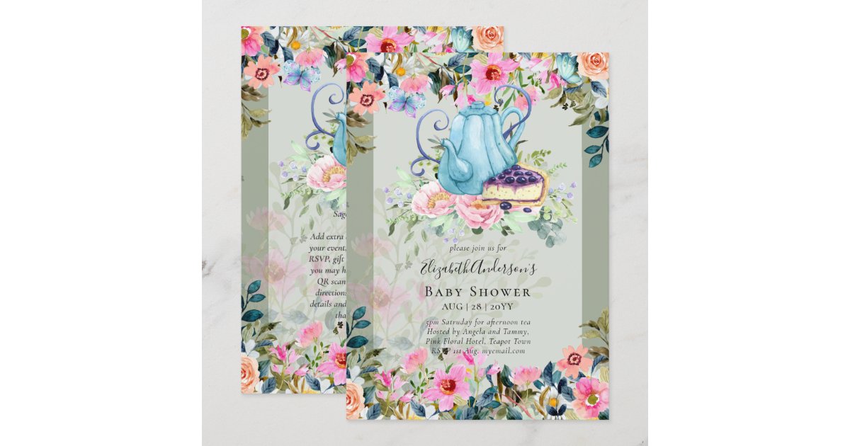 Storytime Tea Party Baby Shower Invitations | Zazzle