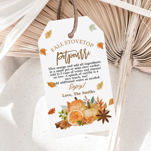 Stovetop Potpourri Fall Appreciation Gift Tag | Zazzle