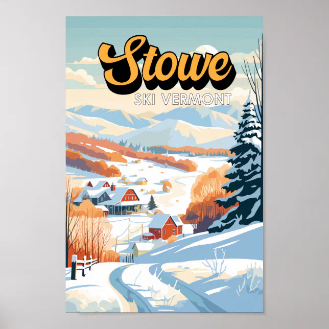 Stowe Vermont Winter Vintage Poster | Zazzle