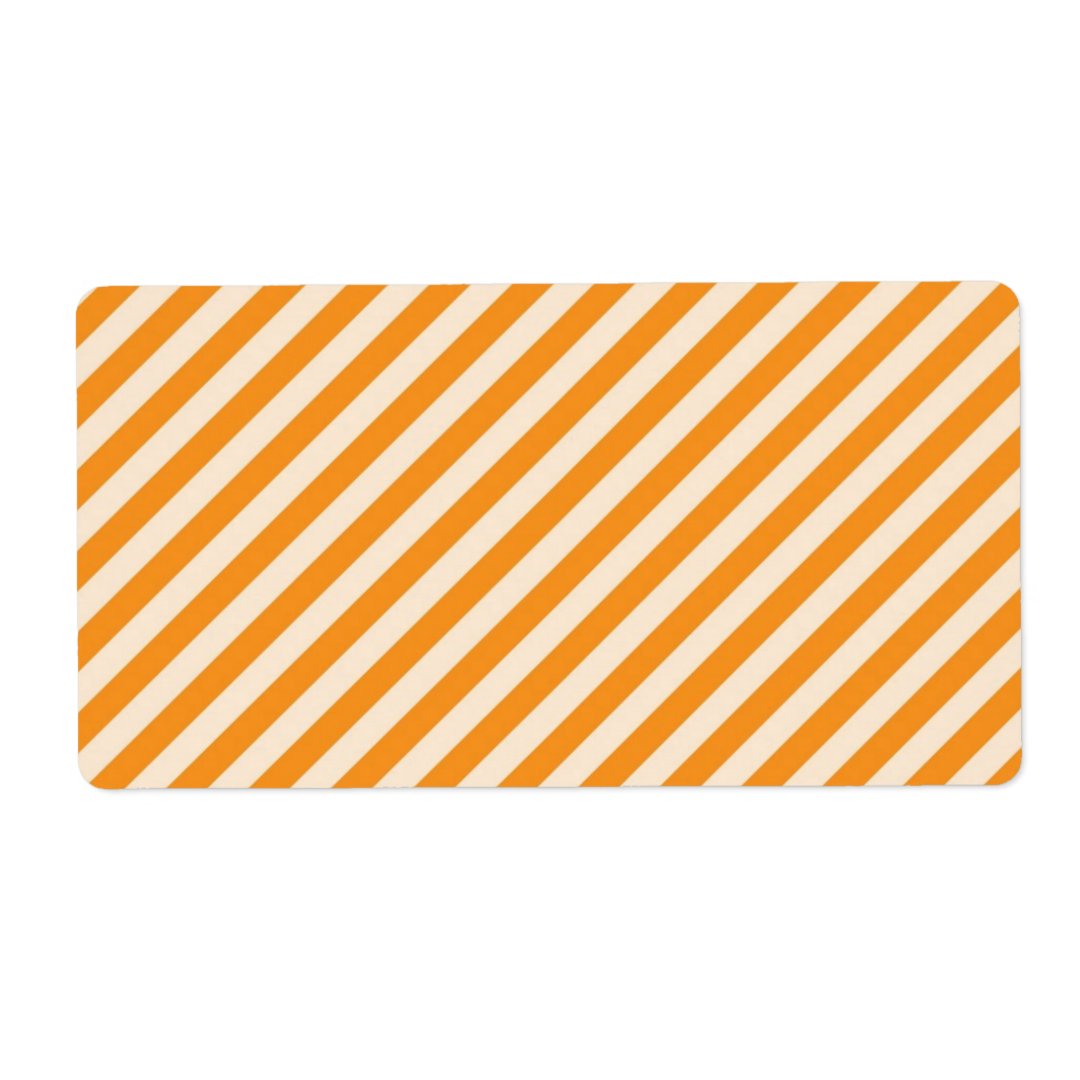 [STR-OR-1] Orange and white candy cane striped Label | Zazzle