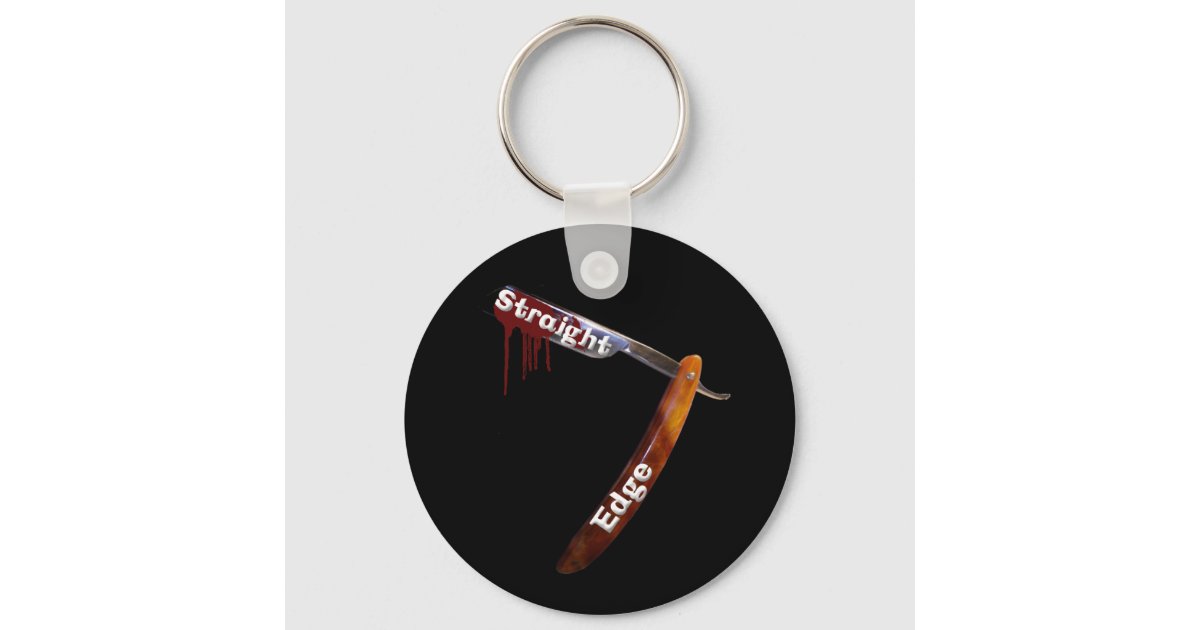 Straight Edge Straight Razor Keychain | Zazzle