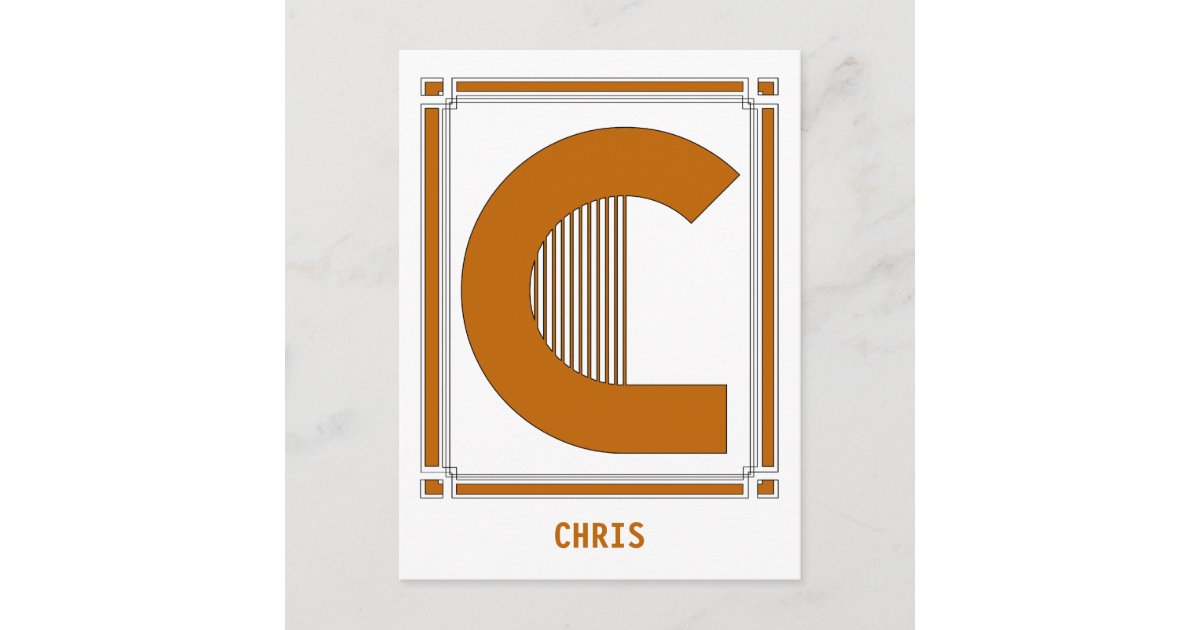Straight lines art deco with monogram, letter C Postcard | Zazzle