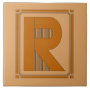 Straight lines art deco with monogram, letter R Tile | Zazzle