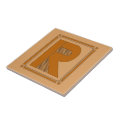 Straight lines art deco with monogram, letter R Tile | Zazzle