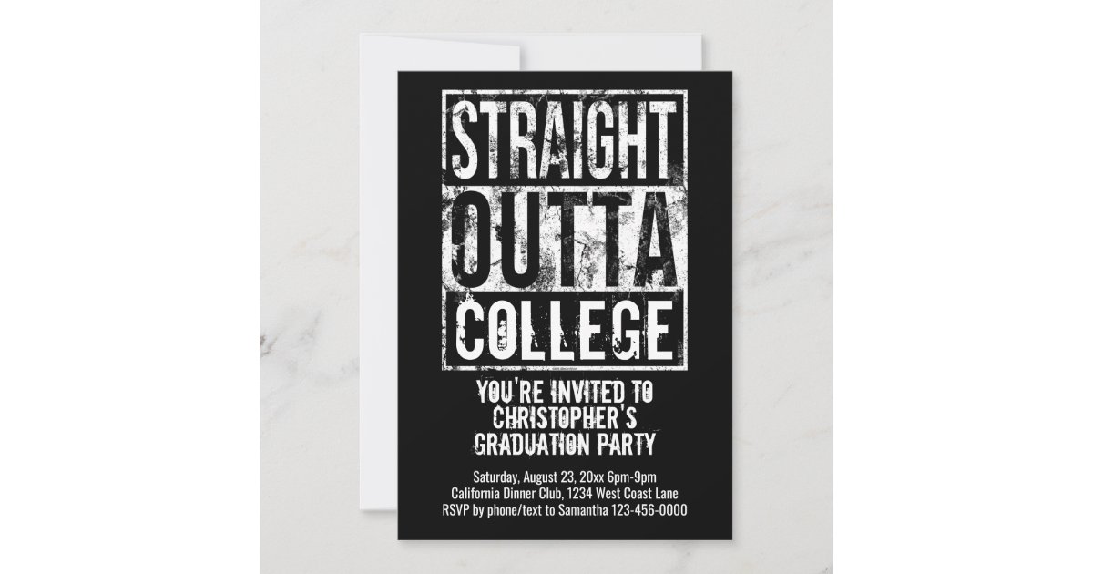 Straight Outta College Funny Graduation Party Invitation | Zazzle
