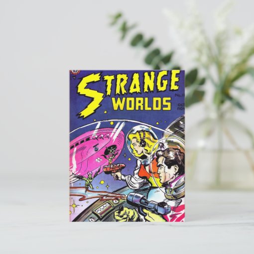 Strange Worlds Comic Book Postcard | Zazzle