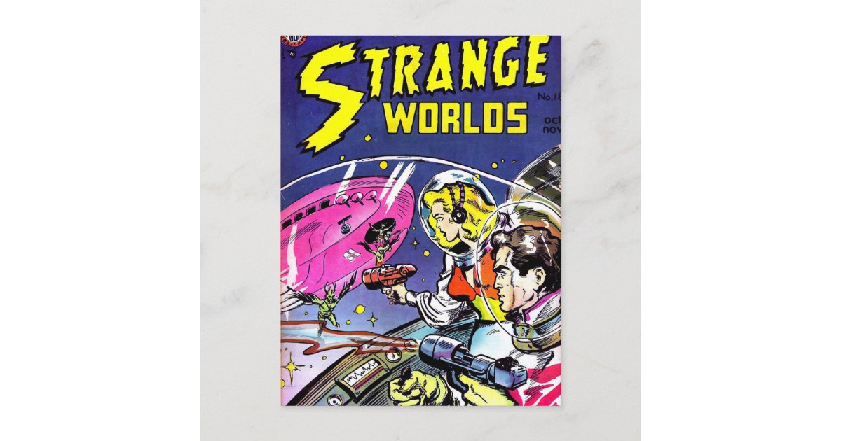 Strange Worlds Comic Book Postcard | Zazzle