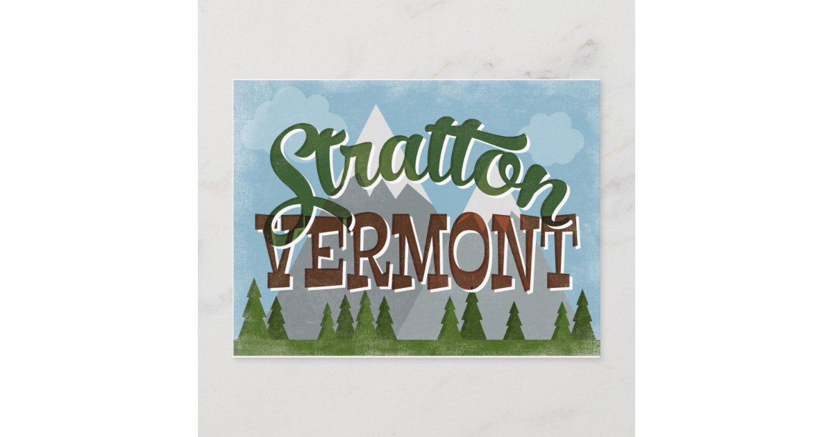 Stratton Vermont Fun Retro Snowy Mountains Postcard | Zazzle