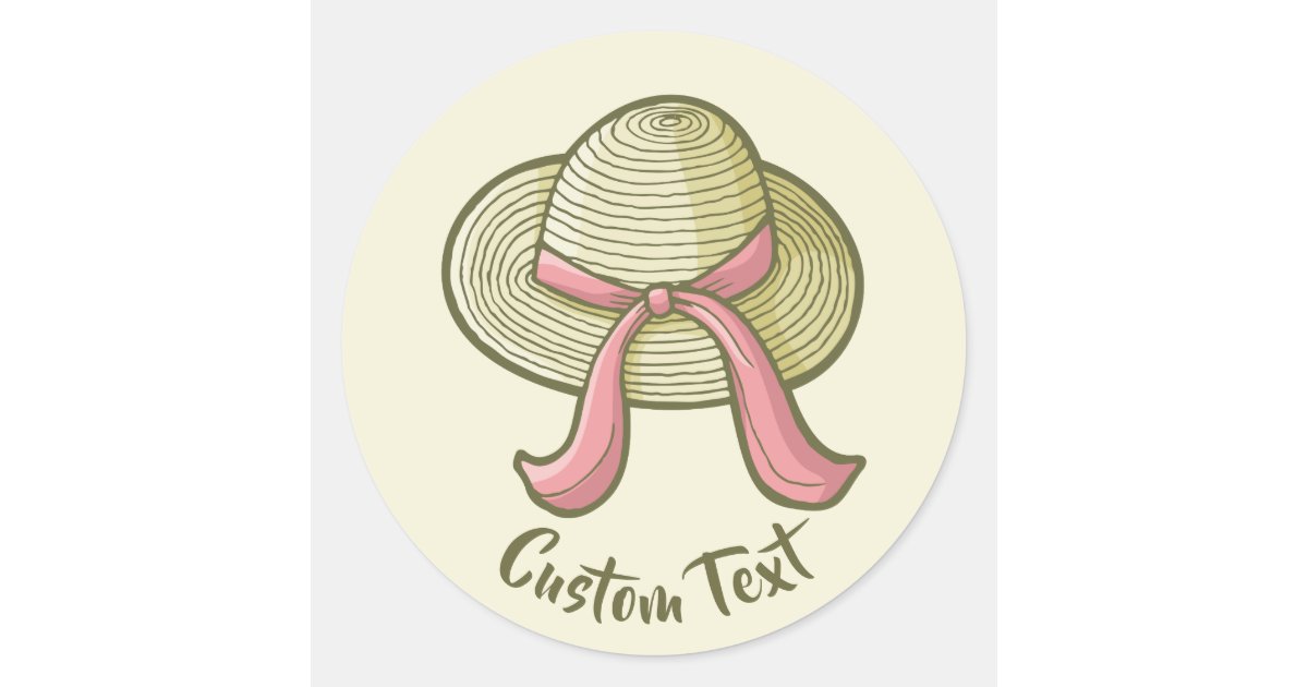 Straw Hat Yellow Classic Round Sticker | Zazzle