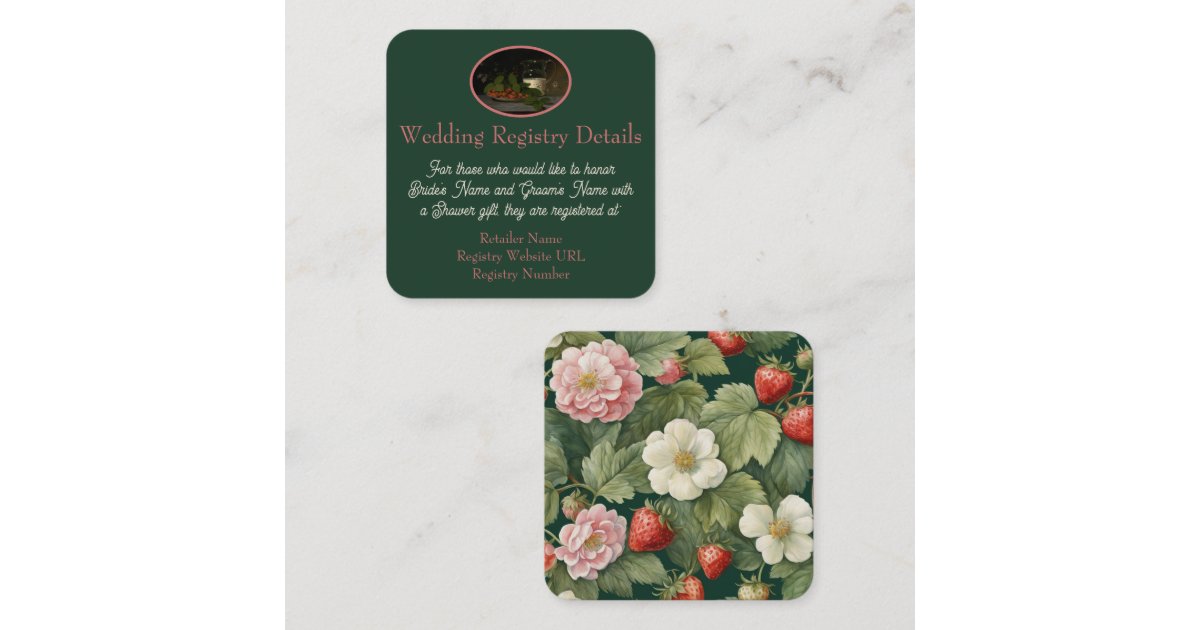 Strawberries and Cream Wedding Registry Enclosure Card | Zazzle