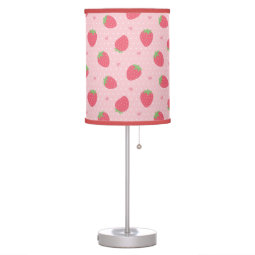 Strawberries and Hearts Pattern, Girls Room Decor Table Lamp | Zazzle