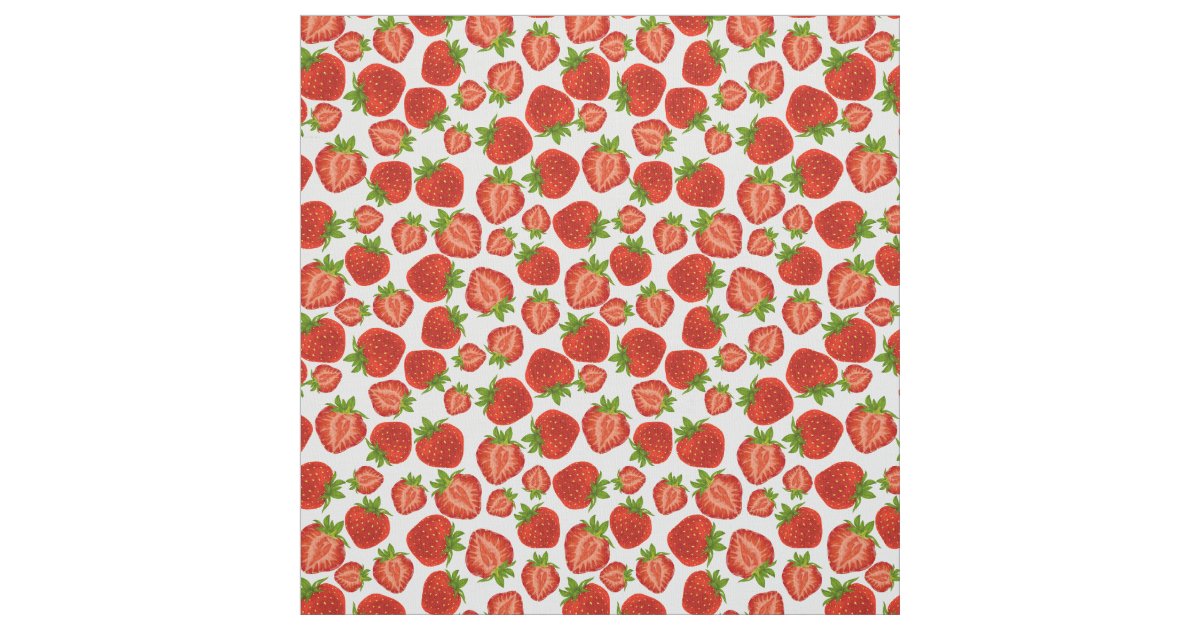 Strawberries Fun Summer Strawberry Fabric | Zazzle.com
