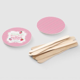 Strawberries Girl's Berry First Birthday Party Hand Fan | Zazzle
