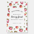 Strawberry 1st Birthday Berry First Welcome Sign | Zazzle