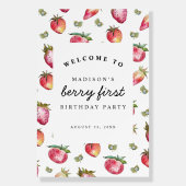 Strawberry 1st Birthday Berry First Welcome Sign | Zazzle