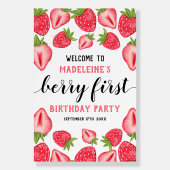 Strawberry 1st Birthday Berry First Welcome Sign | Zazzle
