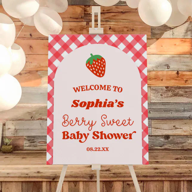 Strawberry A Berry Sweet Baby Shower Welcome Sign | Zazzle
