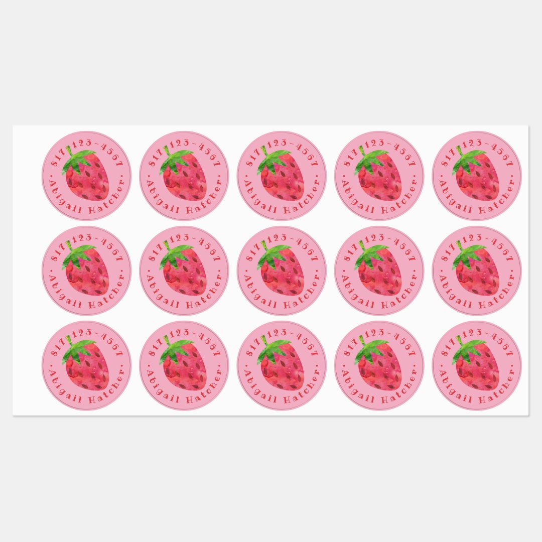 Strawberry Adhesive Label | Zazzle