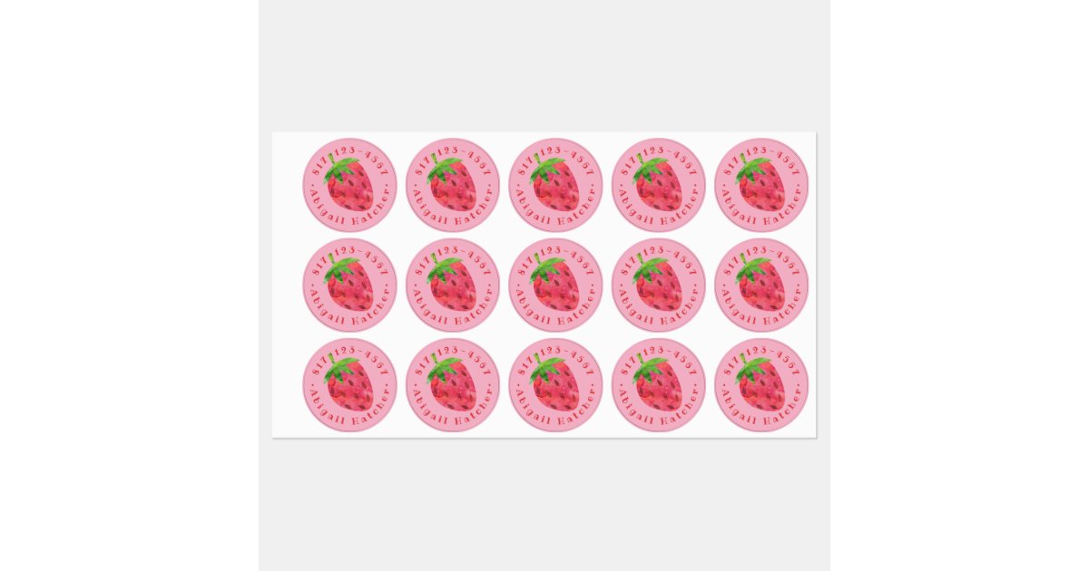 Strawberry Adhesive Label | Zazzle