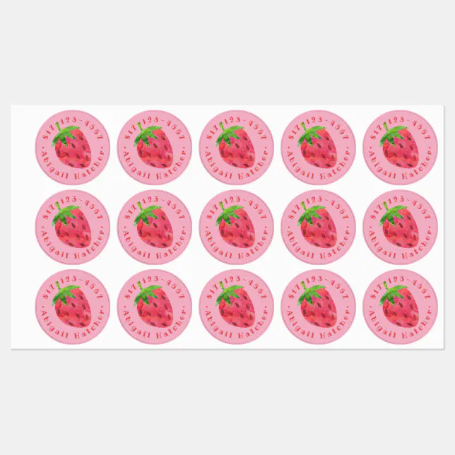 Strawberry Adhesive Label | Zazzle