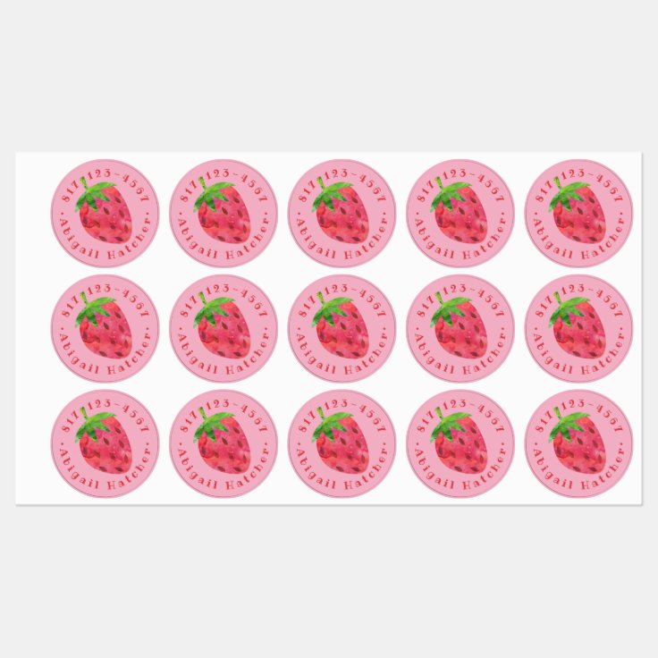 Strawberry Adhesive Label | Zazzle