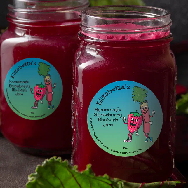 Strawberry and Rhubarb Pals Jam Pie Cobbler Classic Round Sticker | Zazzle