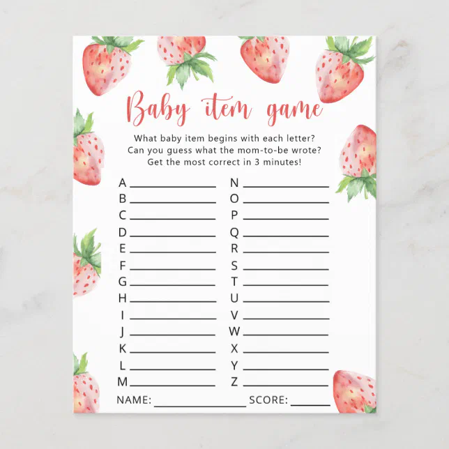 Strawberry - Baby Item Game. Baby Shower Game | Zazzle