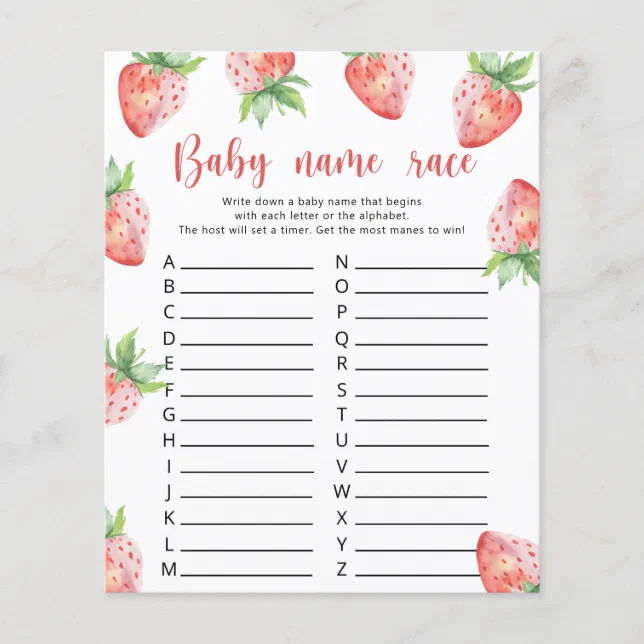 Strawberry Baby Name Race Game Zazzle strawberry-baby-name-race-game-zazzle