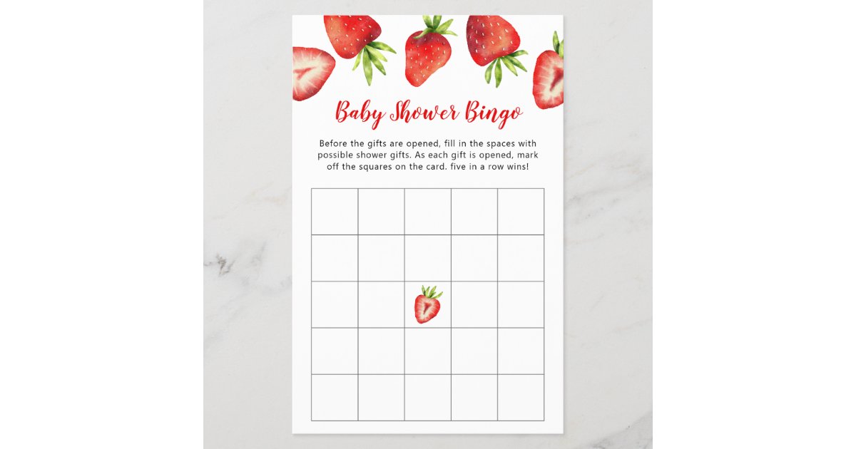 Strawberry Baby Shower Bingo Game | Zazzle