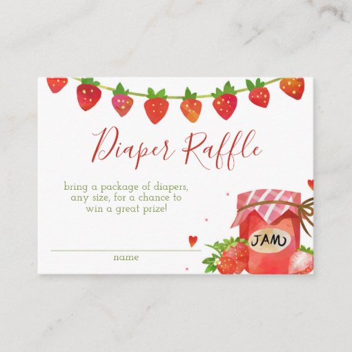 Strawberry Baby Shower Diaper Raffle Enclosure Card | Zazzle