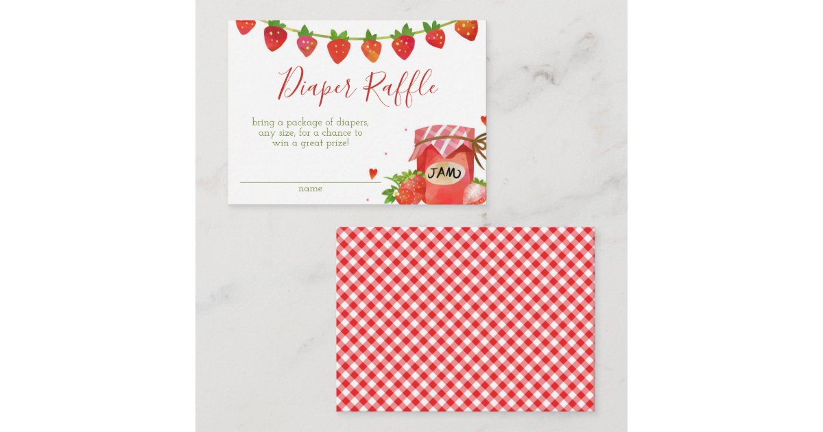 Strawberry Baby Shower Diaper Raffle Enclosure Card | Zazzle