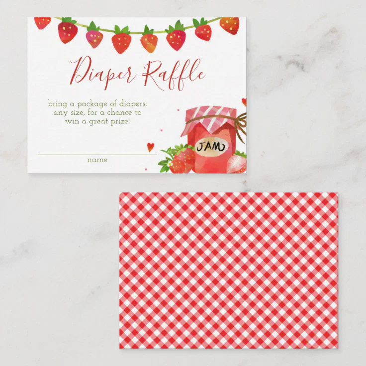 Strawberry Baby Shower Diaper Raffle Enclosure Card | Zazzle