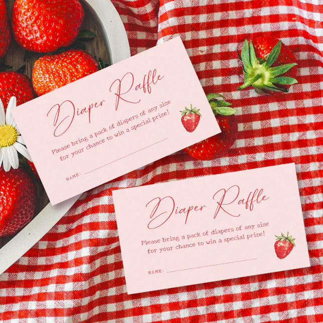 Strawberry Baby Shower Diaper Raffle Enclosure Card | Zazzle
