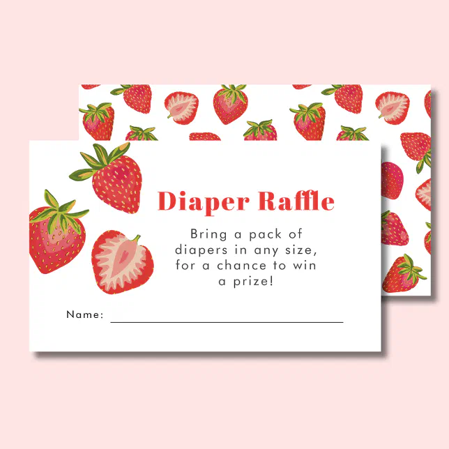 Strawberry Baby Shower Diaper Raffle Enclosure Card | Zazzle