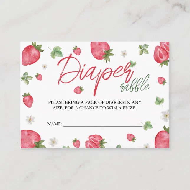 Strawberry Baby Shower Diaper Raffle Enclosure Card | Zazzle