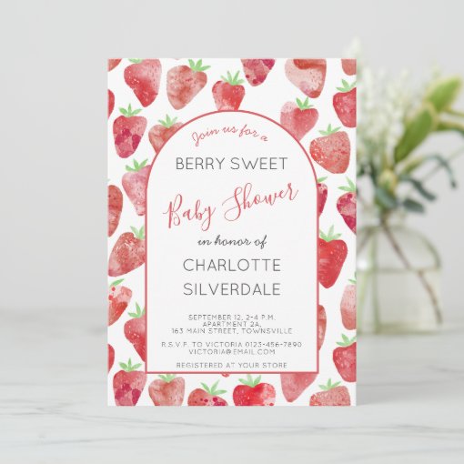 Strawberry Baby Shower Invitation | Zazzle