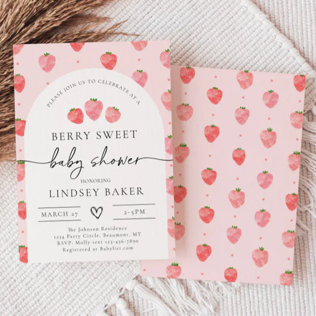 Strawberry Baby Shower Invitation | Berry Baby | Zazzle
