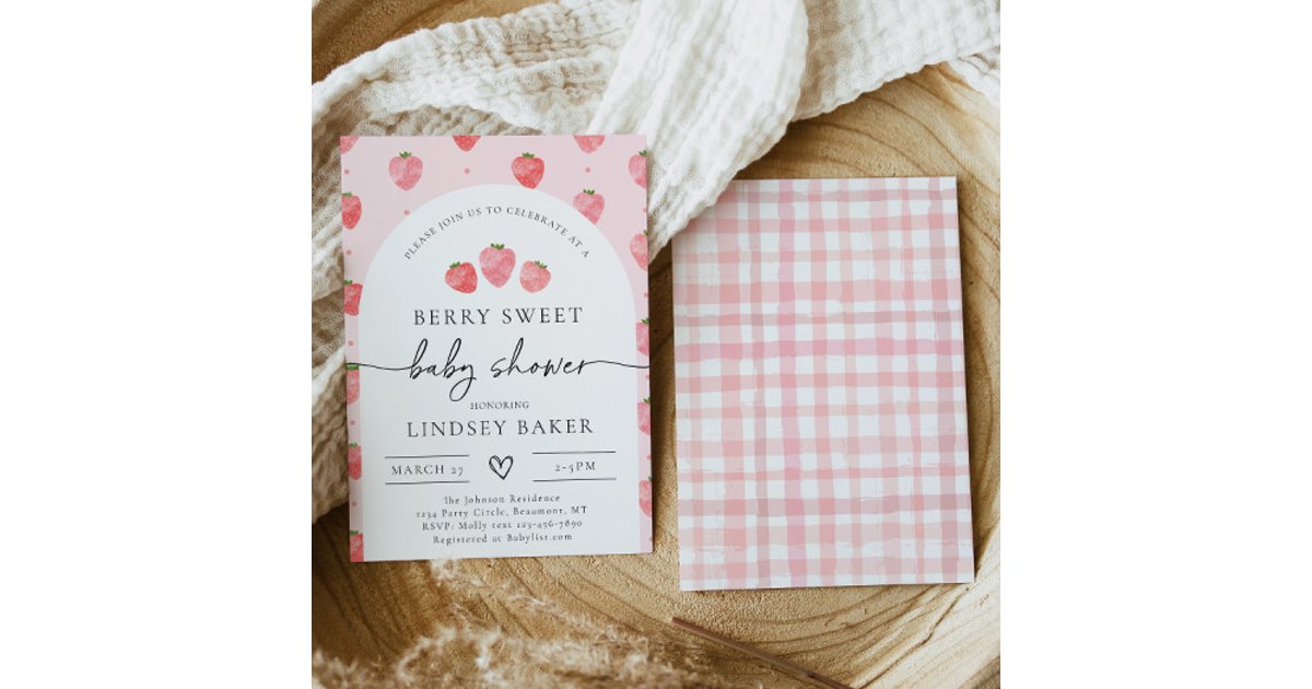 Strawberry Baby Shower Invitation | Berry Baby | Zazzle