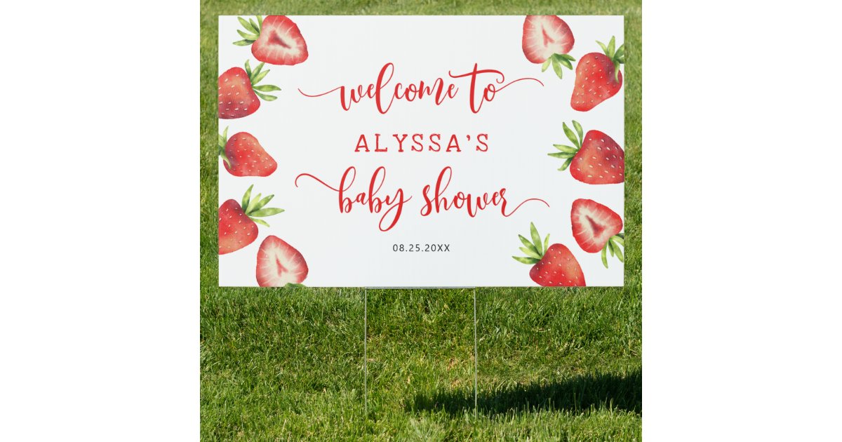 Strawberry Baby Shower Summer Sign | Zazzle