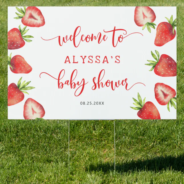 Strawberry Baby Shower Summer Sign | Zazzle