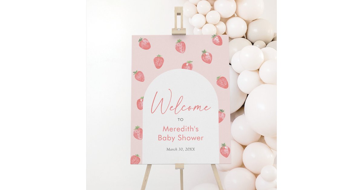 Strawberry Baby Shower Welcome Sign | Zazzle