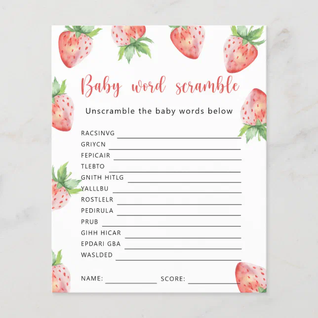 Strawberry - Baby Word Scramble Game | Zazzle